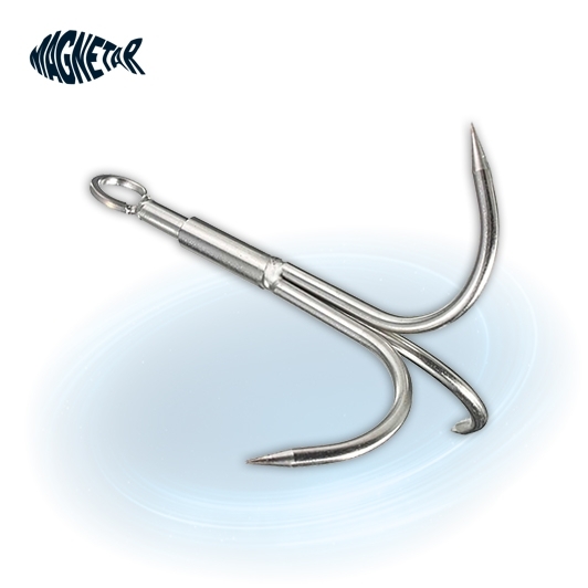 Grappin en acier avec 3 crochets, pour la pêche à l'aimant